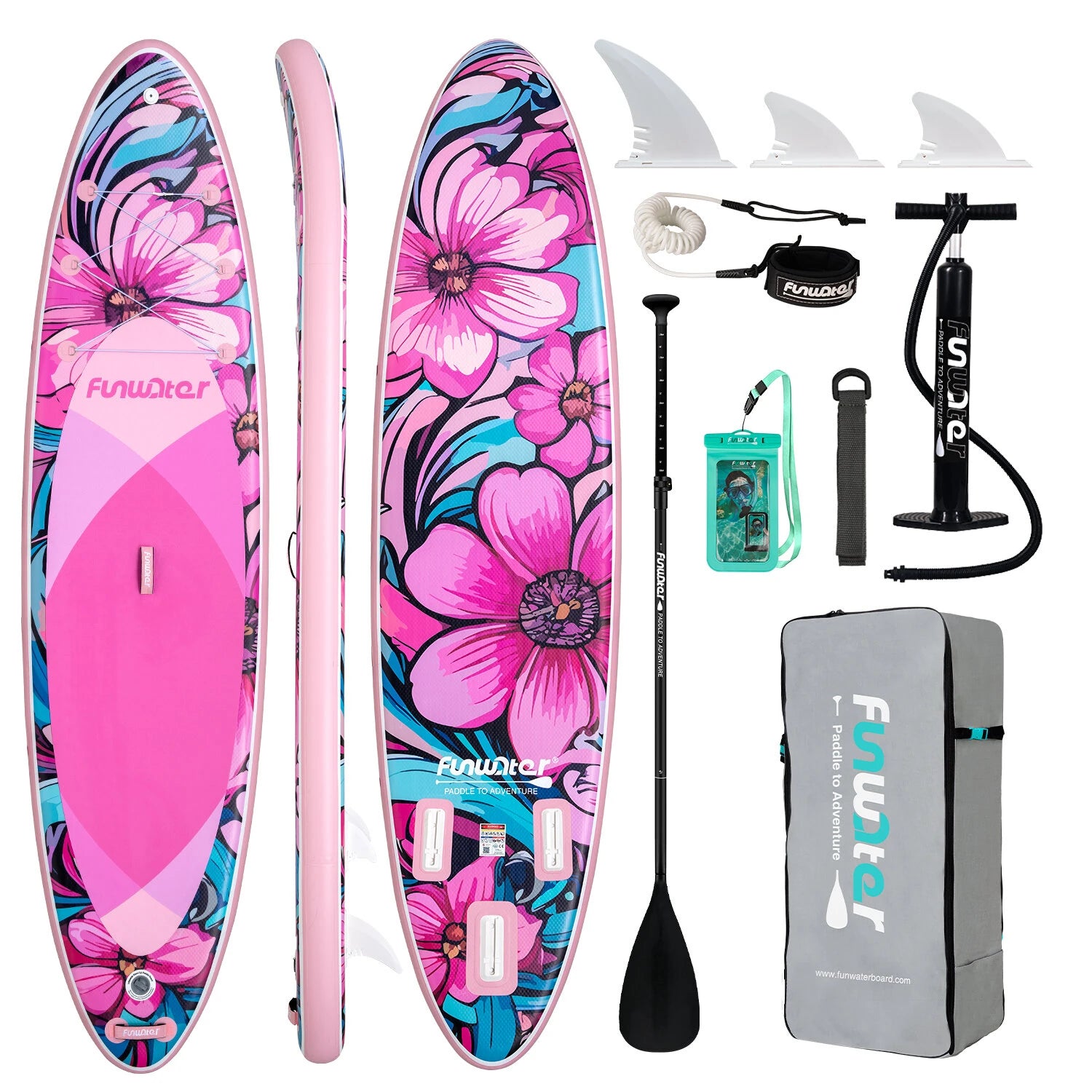 SUP deska v kompletu - Funwater Pink Flower – Sup-outlet.si